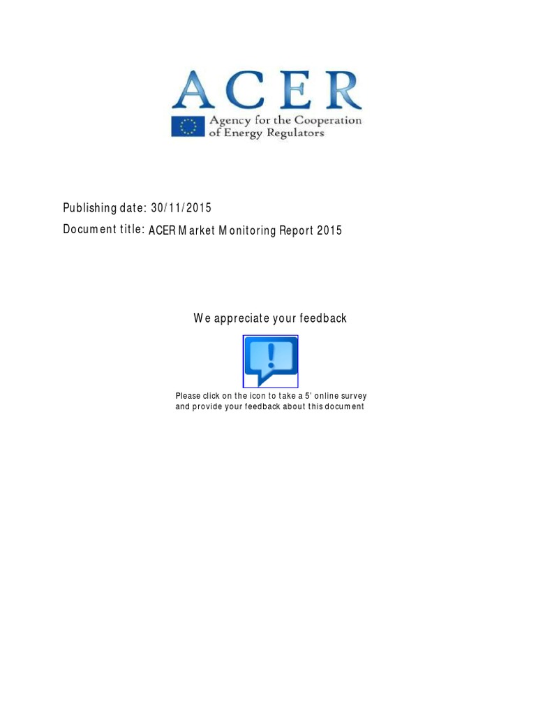 Acer Market Monitoring Report 2015 | PDF | Retail | Natural Gas