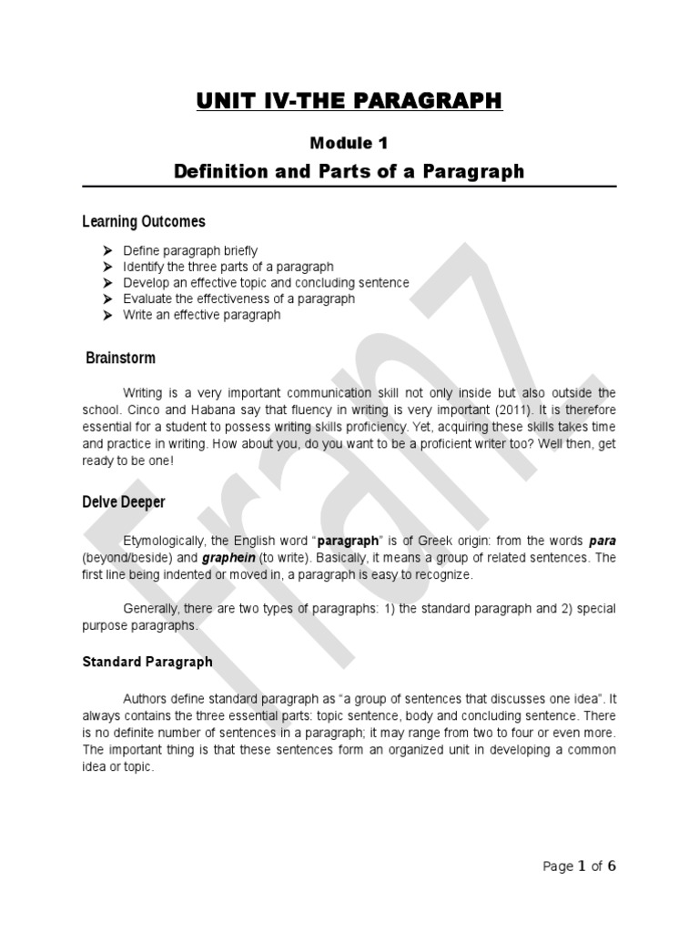 Understanding Paragraph Structure and Types | PDF | Paragraph ...