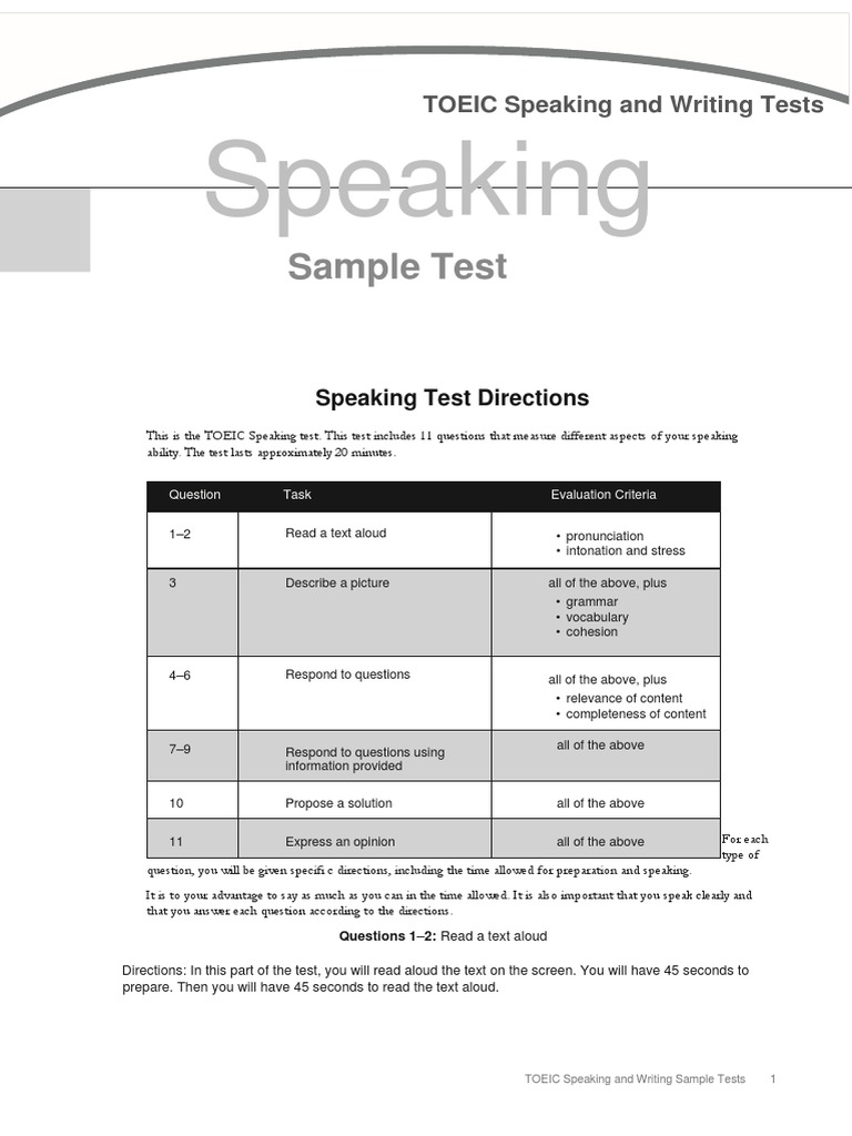 Speaking Test Example | PDF | Cognition | Communication