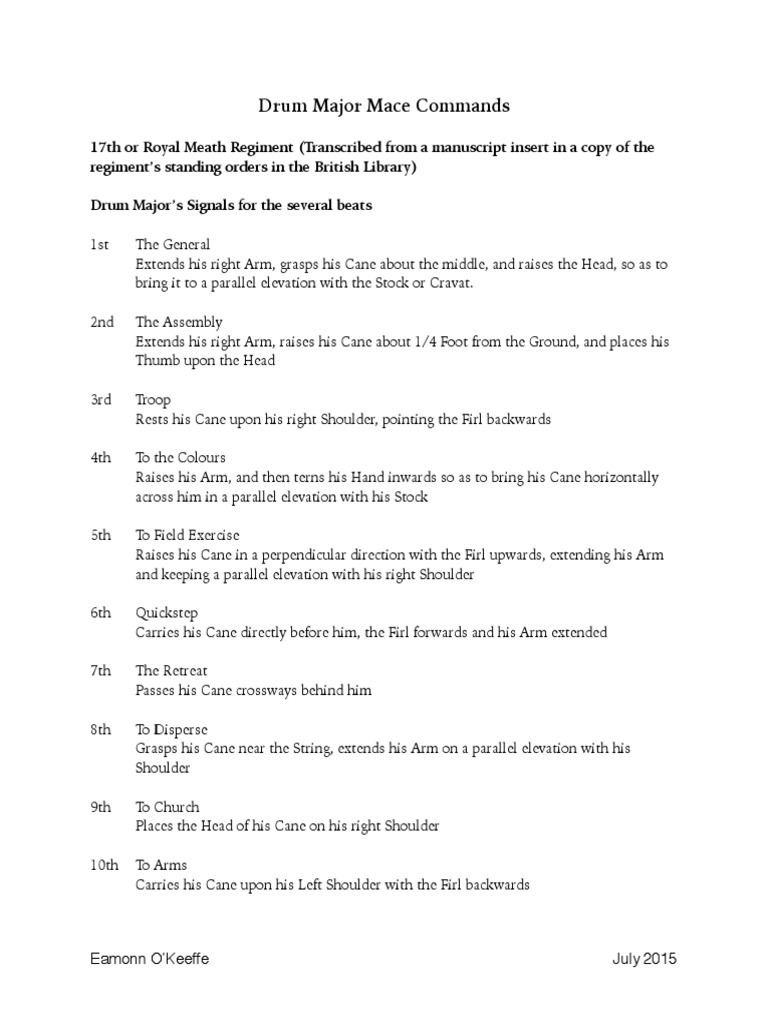 Drum Major Mace Commands | Download Free PDF | Company (Military Unit ...