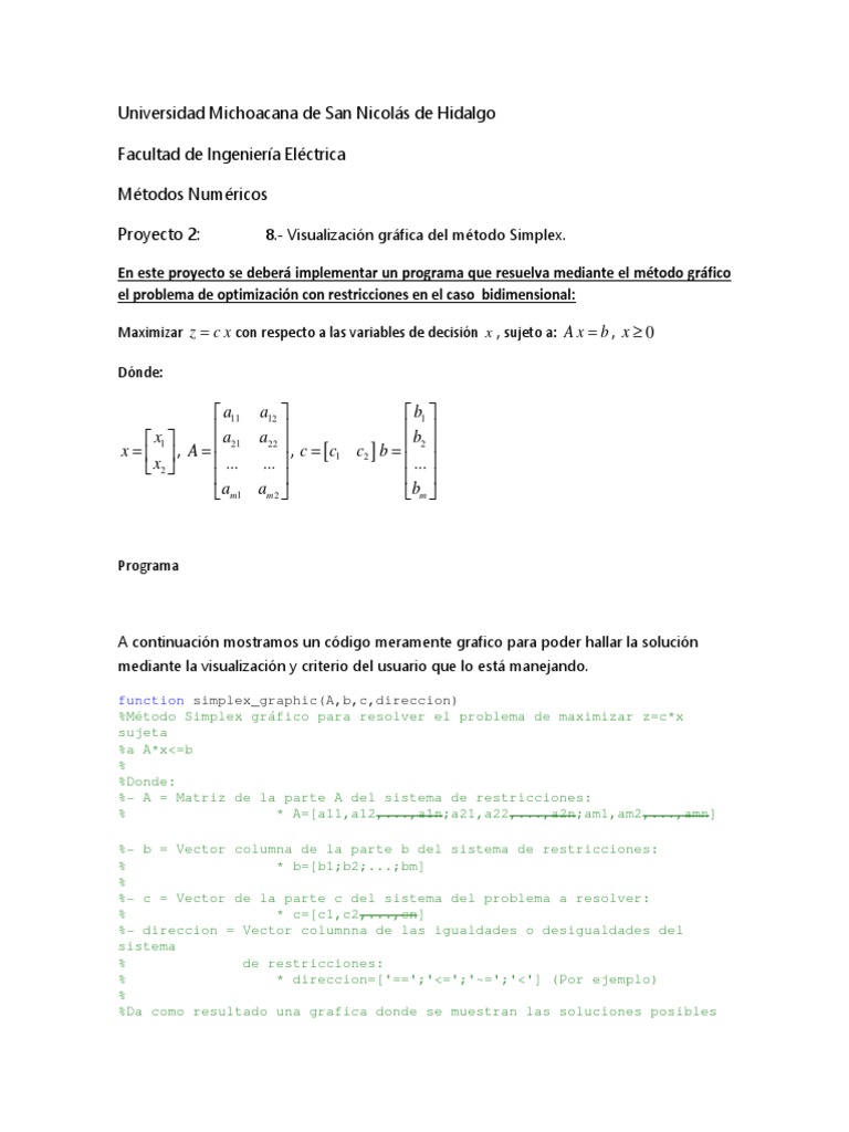 Metodo Simplex Con Matlab | PDF | Áreas de informática | Programación ...