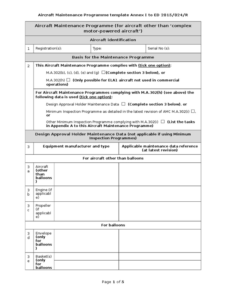 Easa Amp Template | Aviation | Aerospace Engineering