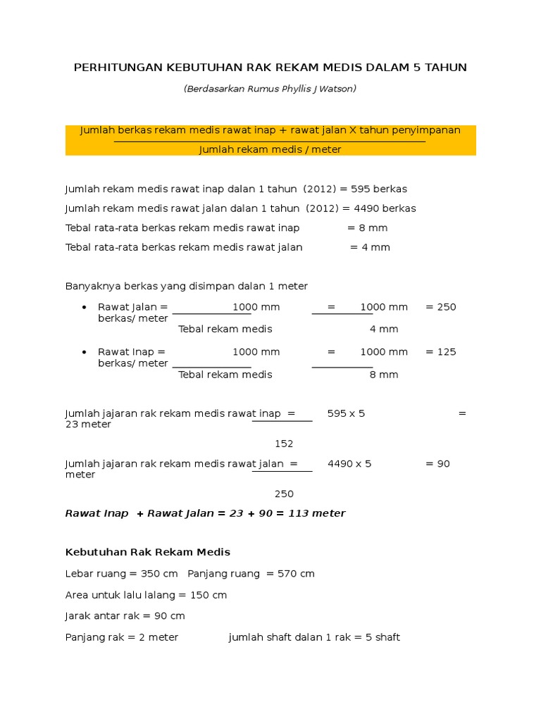 Kebutuhan Rak Rekam Medis 5 Tahun | PDF