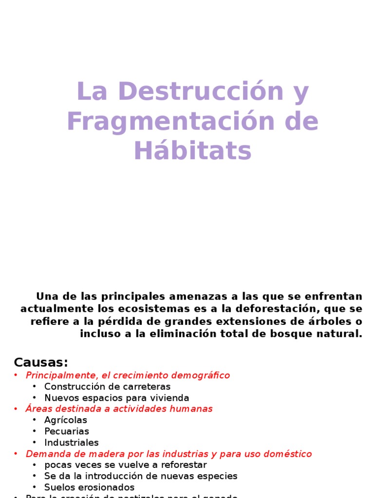 La Destrucción y Fragmentación de Hábitats (Tala | PDF | Deforestación | Destrucción del habitát