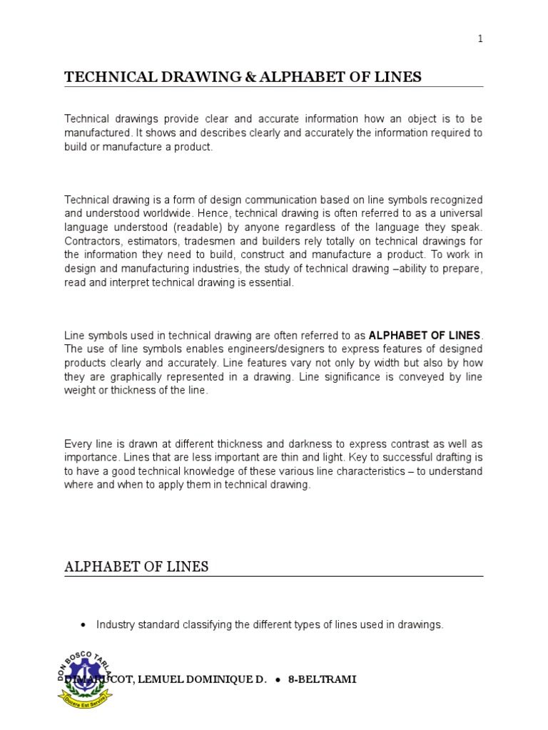 Alphabet of Lines | PDF | Technical Drawing | Engineering