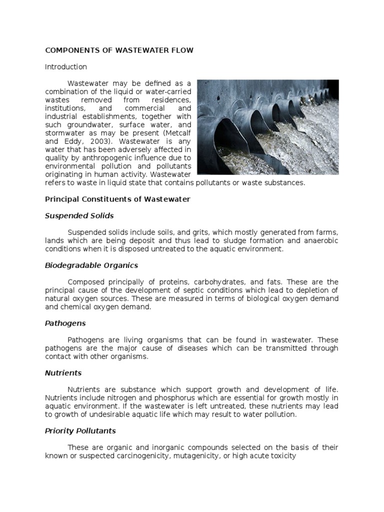 An In-Depth Look at the Principal Components and Sources of Wastewater ...