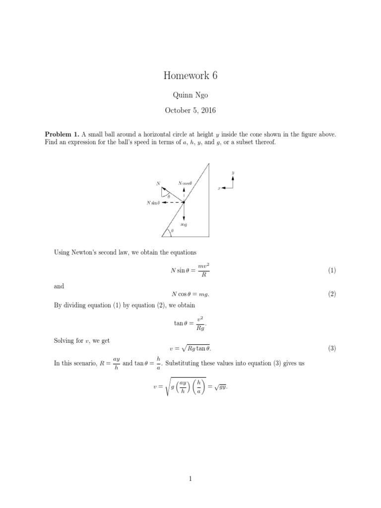 PHYS 151 Homework 6 | Space | Physics & Mathematics
