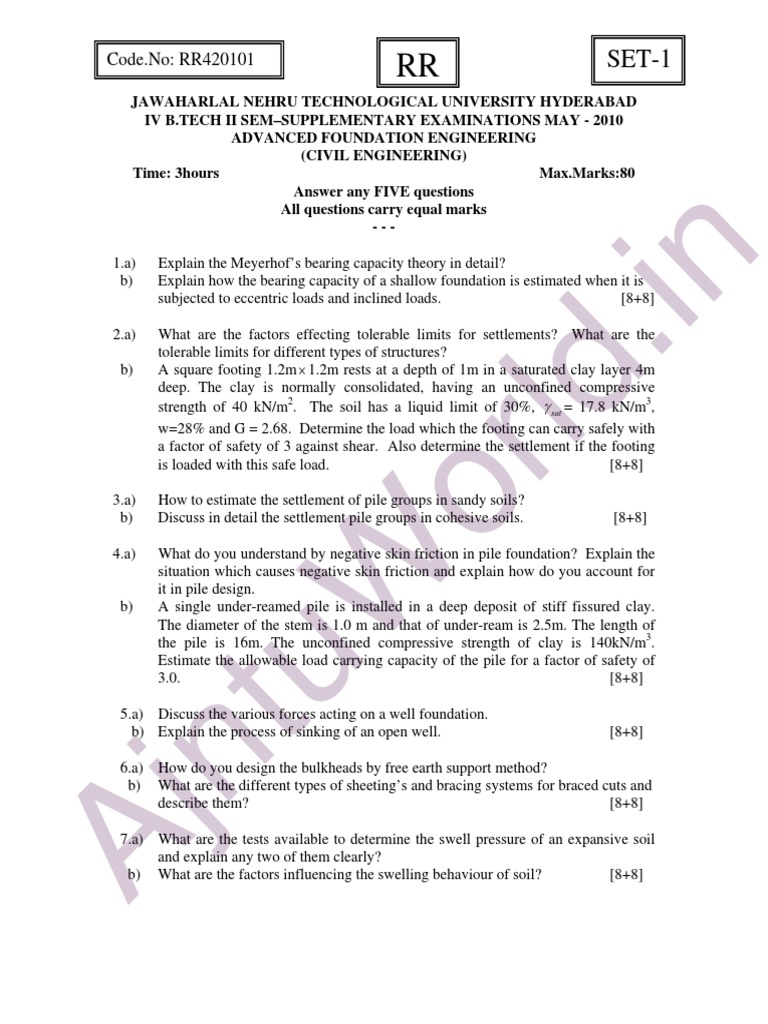 Rr420101-Advanced Foundation Engineering | PDF | Deep Foundation | Soil