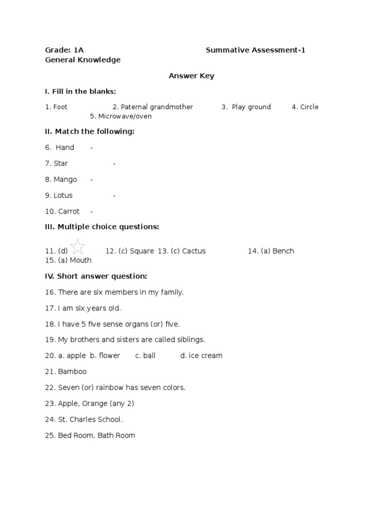GK Answer Key | PDF | Language Arts & Discipline | Foreign Language Studies