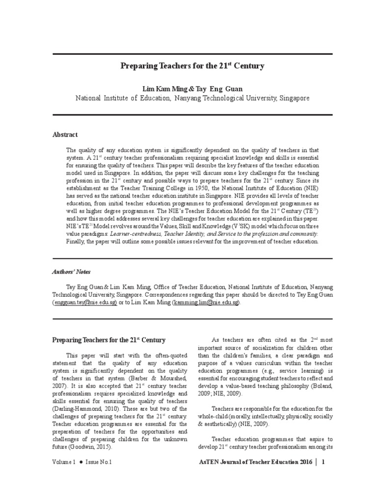 Preparing Teachers For The 21st Century | PDF | Teacher Education ...