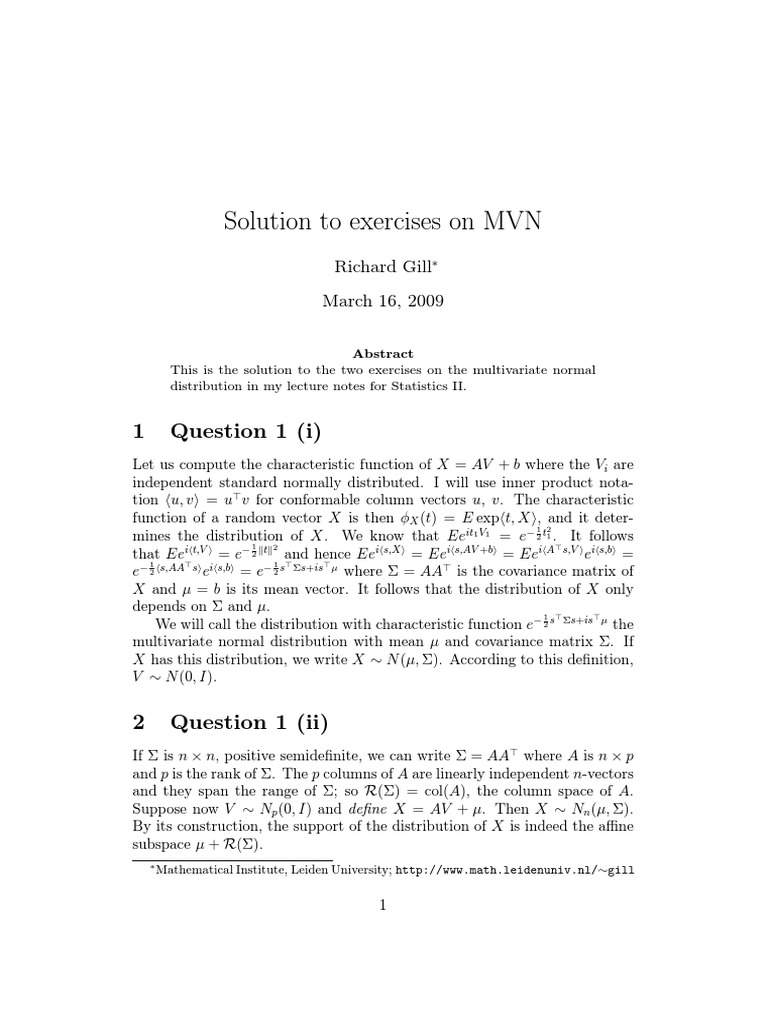 Comprehensive Explanation of the Multivariate Normal Distribution ...