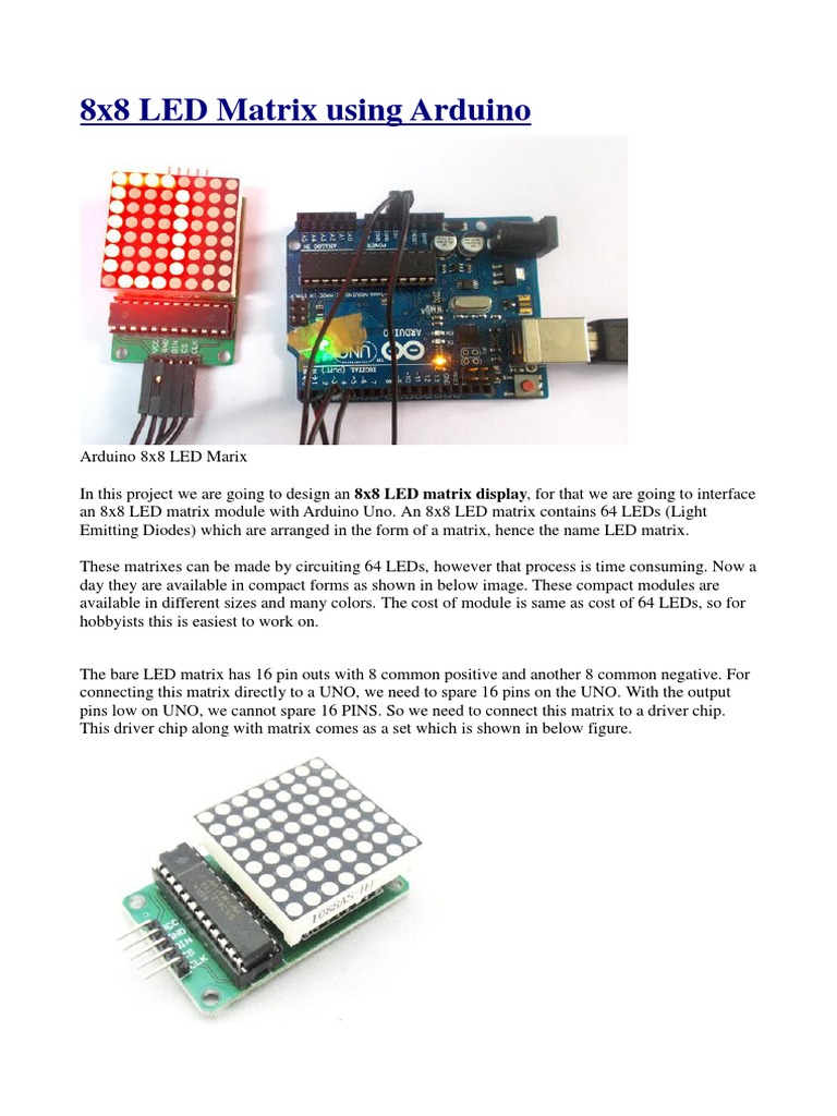 8x8 LED Matrix Using Arduino | PDF | Arduino | Light Emitting Diode