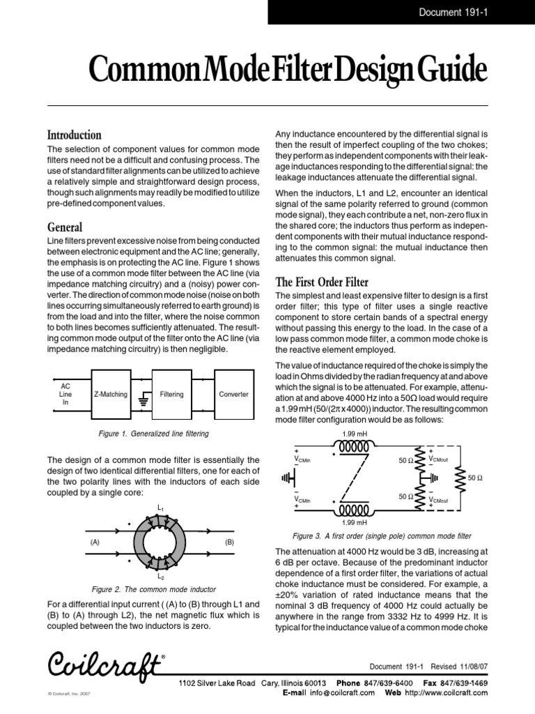Common Mode Filter Design Guide PDF | PDF | Electronic Filter | Inductance
