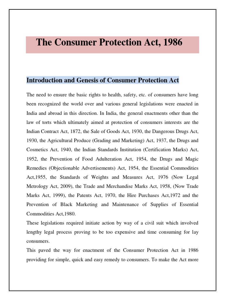 The Consumer Protection Act | PDF | Consumer Protection | Complaint