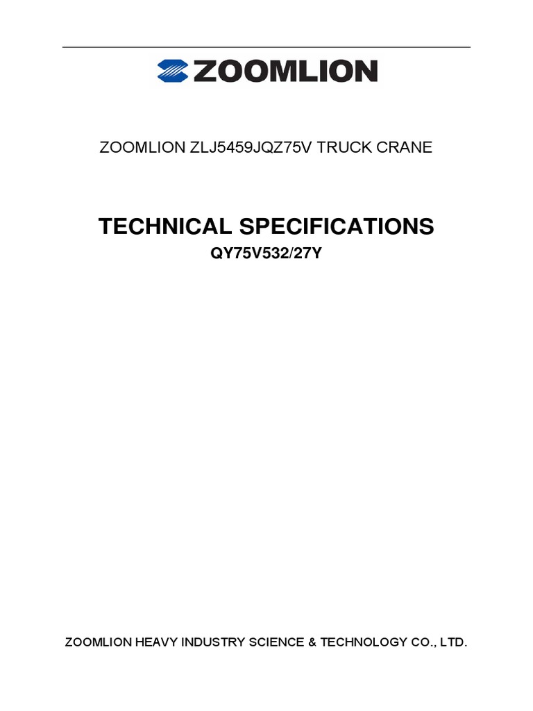 Zoomlion 75t Load Chart | PDF