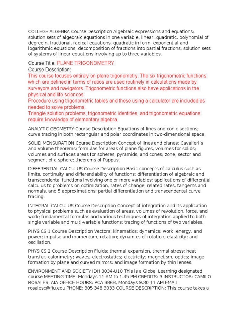 Course Descriptions | PDF