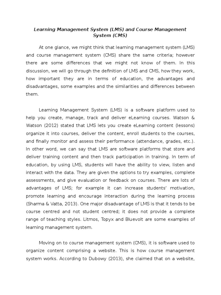 Learning Management System (LMS) and Course Management System (CMS ...