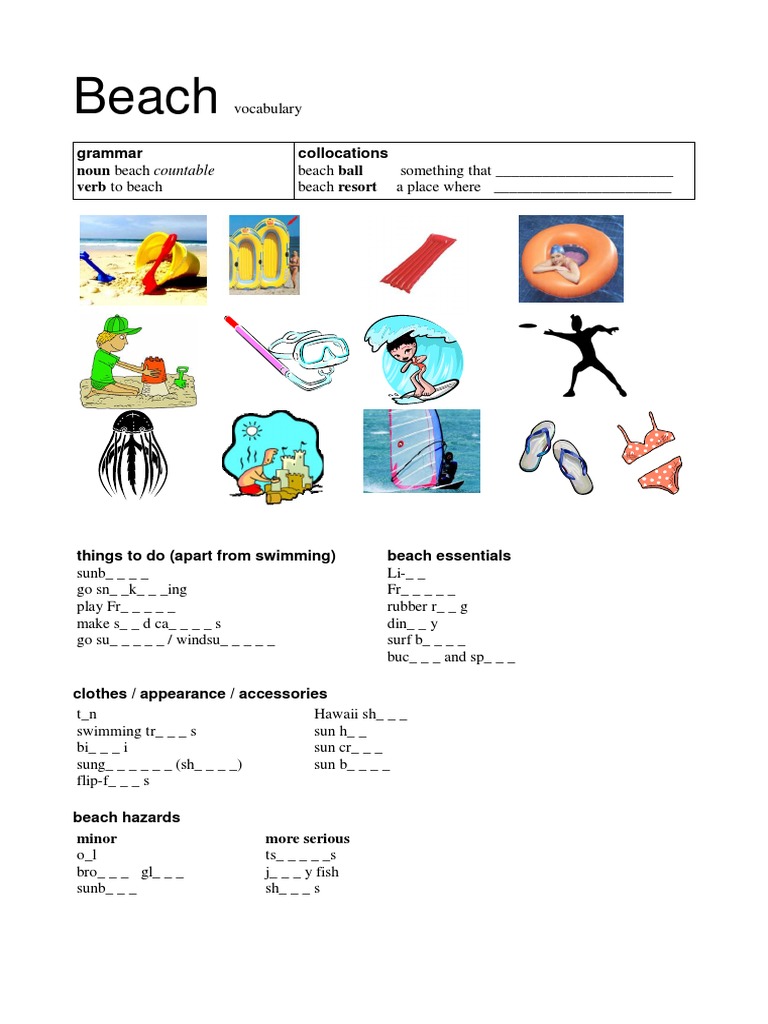 Beach Vocab Worksheet | PDF