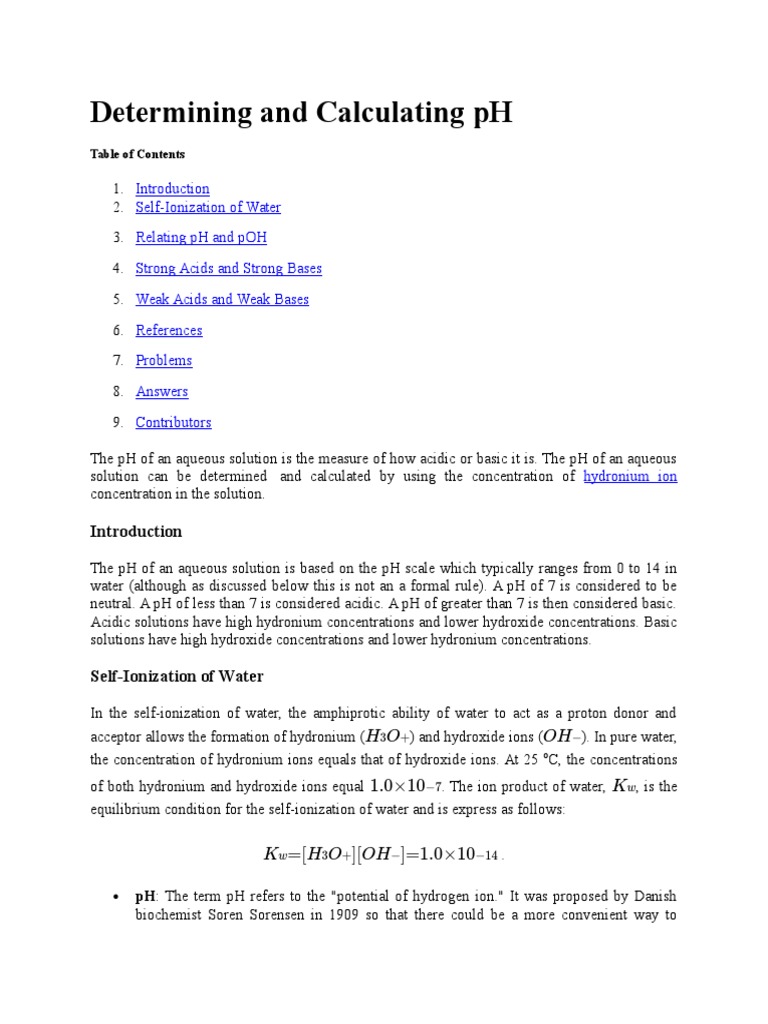 Determining and Calculating PH | PDF | Acid | Buffer Solution