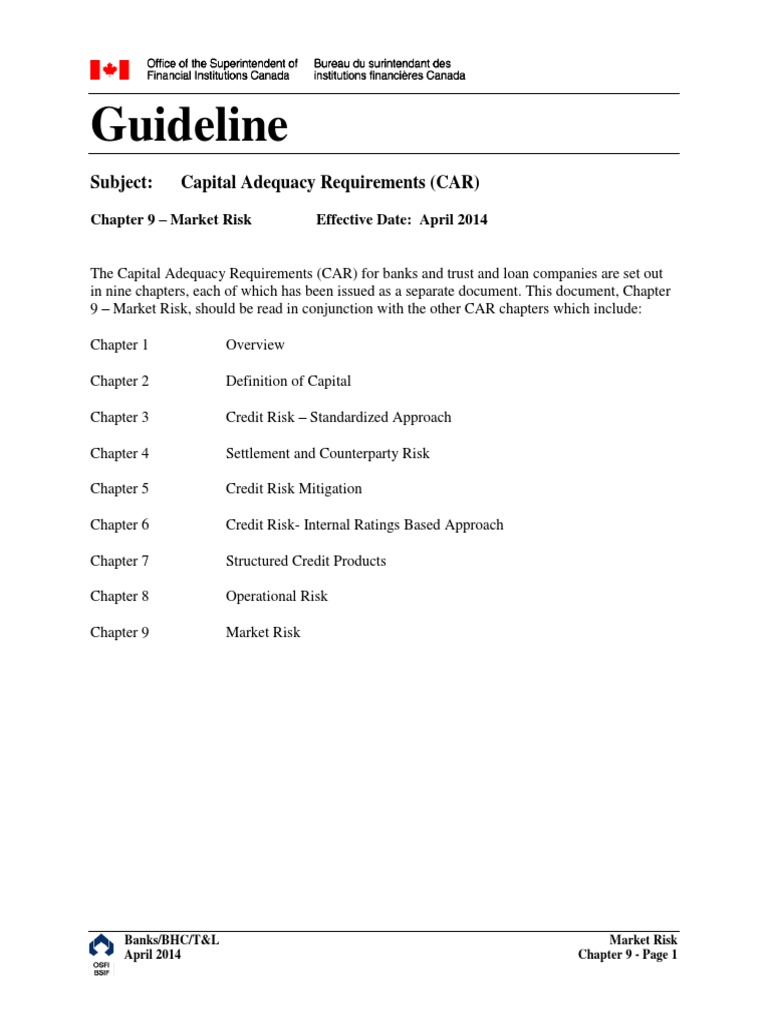 Capital Adequacy Requirements for Market Risk: Guidelines for ...