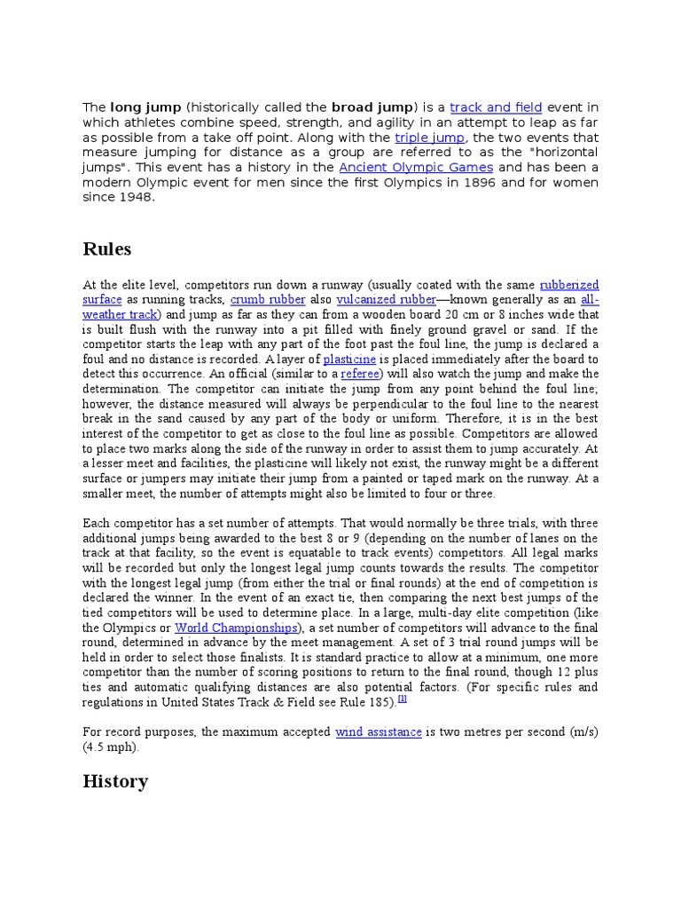 The Long Jump | PDF | Track And Field | Individual Sports