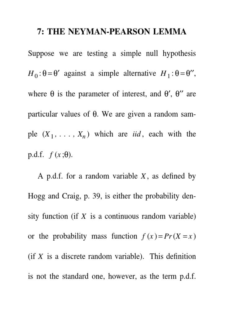 Neyman Pearson Lemma | PDF | Probability Density Function | Probability Distribution