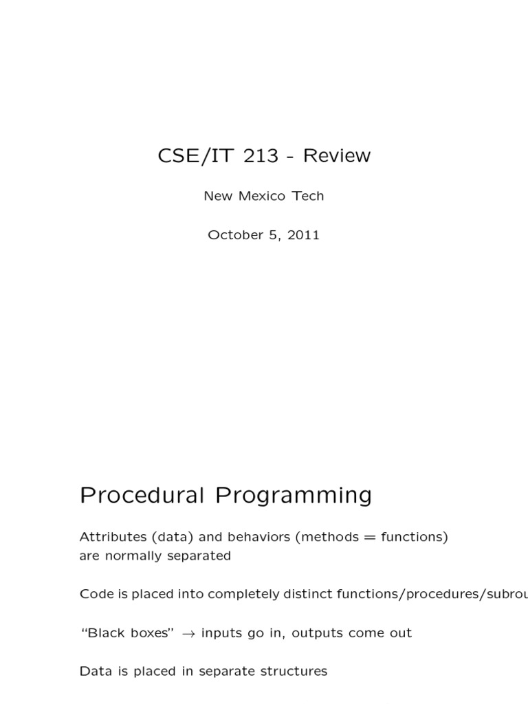 Cse213 Lecture14 | PDF | Inheritance (Object Oriented Programming) | Method (Computer Programming)