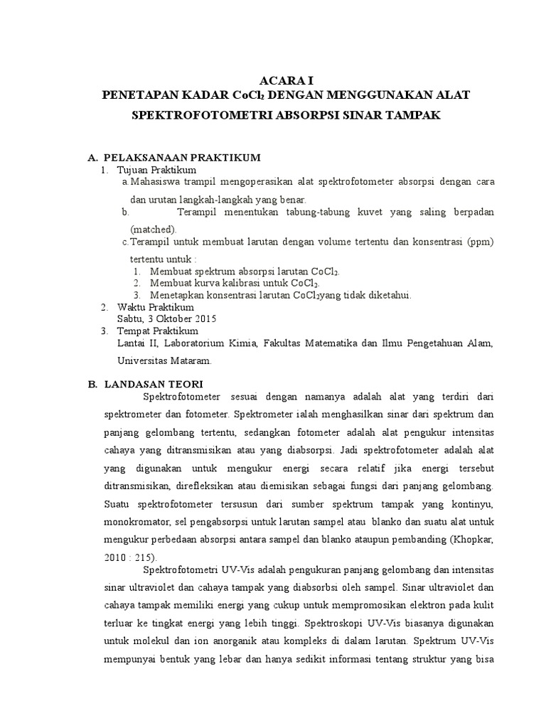 SKEMA PRAKTIK PENETAPAN KADAR CoCl2 DENGAN MENGGUNAKAN ALAT ...