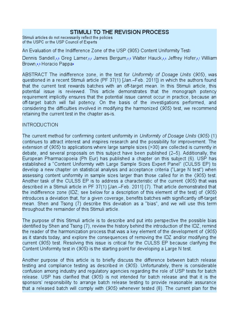 STIMULI To The REVISION PROCESS An Evaluation of The Indifference Zone ...