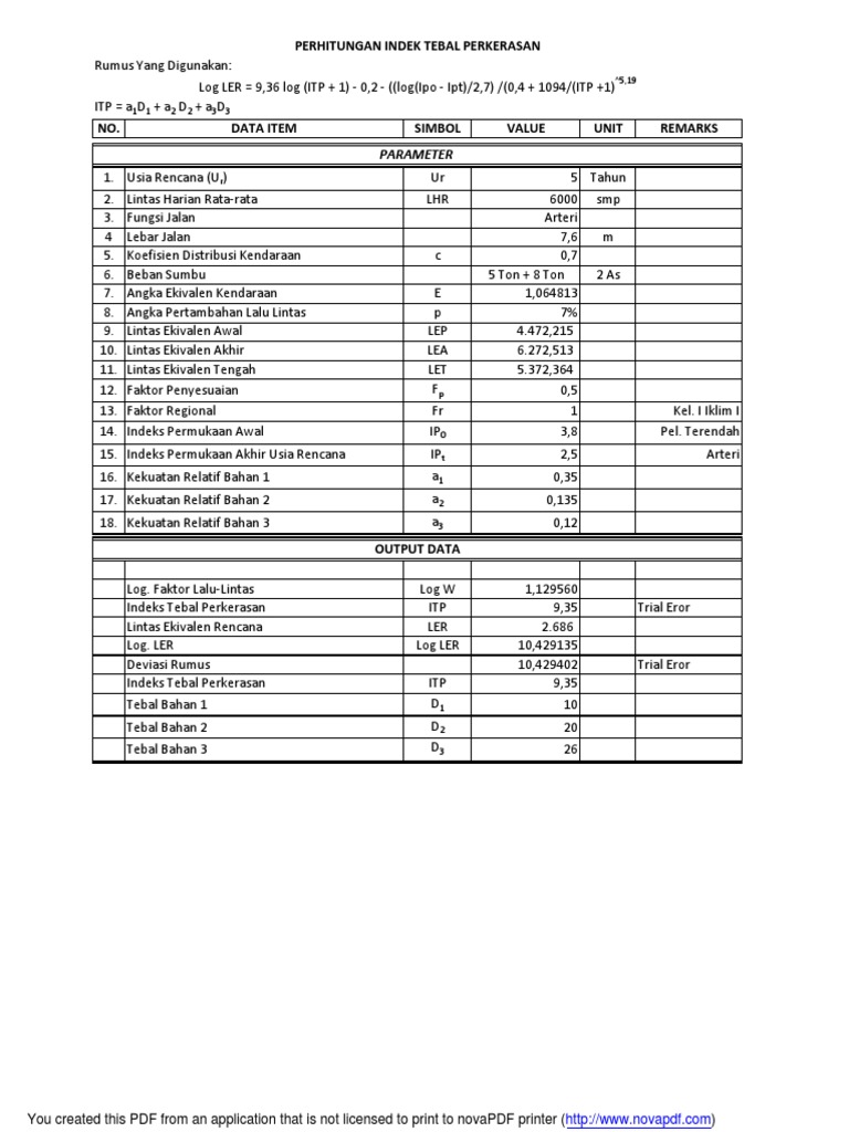 Contoh Perencanaan ITP PDF | PDF