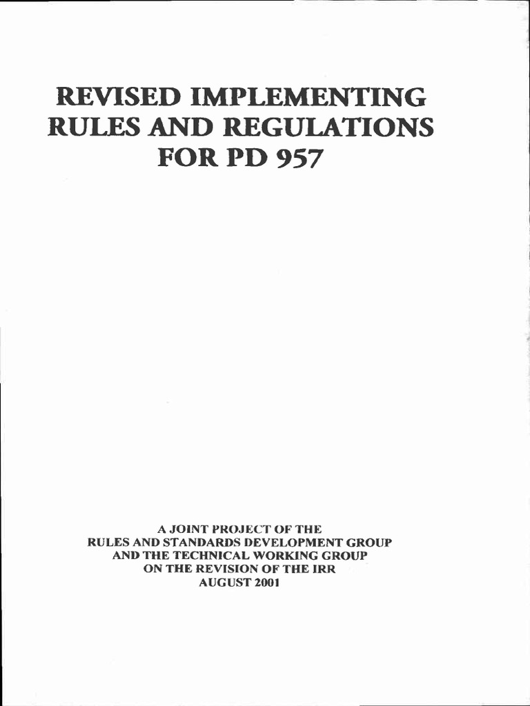 PD 957 Subdivision & Condominium IRR.pdf | Water Supply | Sanitation