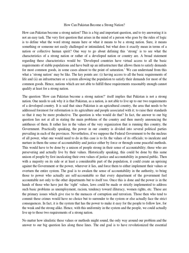 How Can Pakistan Become A Strong Nation | PDF | Common Good | Pakistan