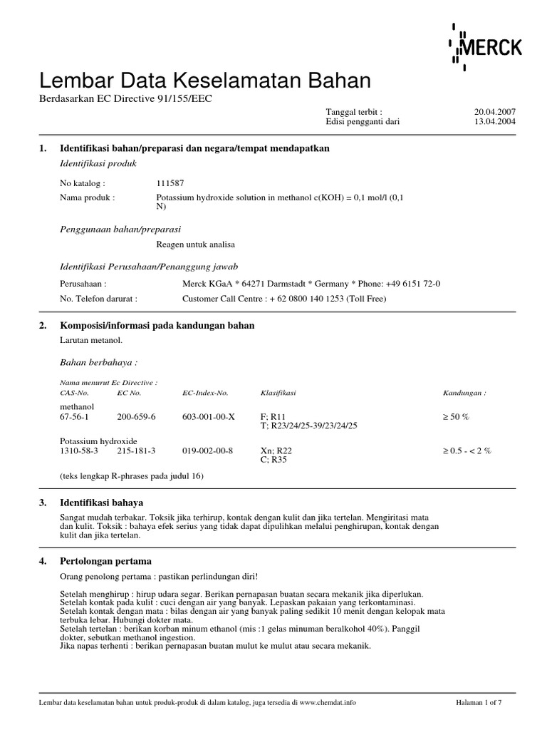Msds Methanol | PDF