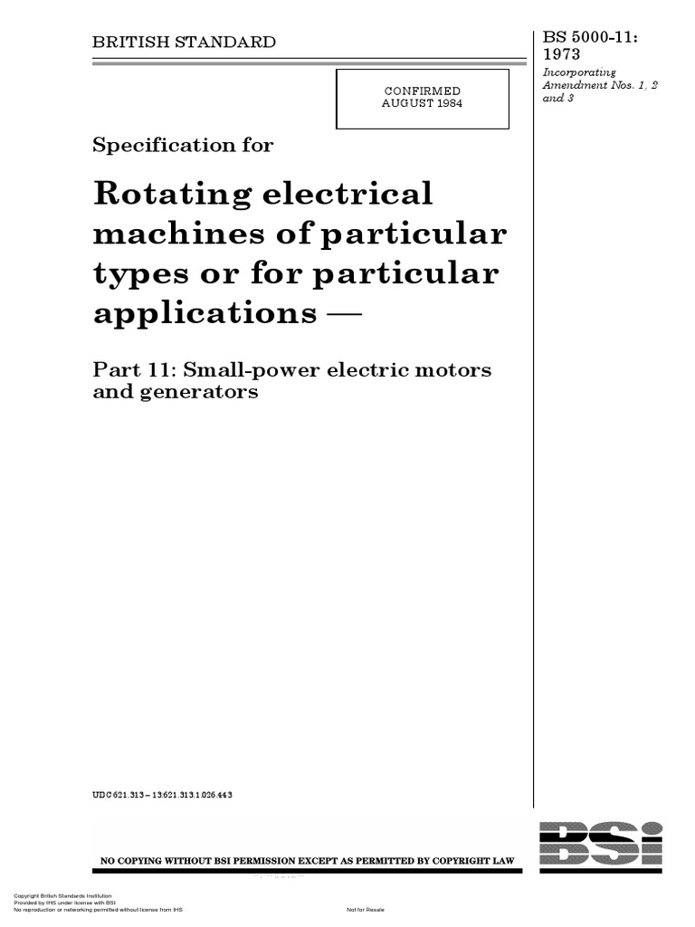 BS 5000-11 | PDF | Electric Motor | Alternating Current