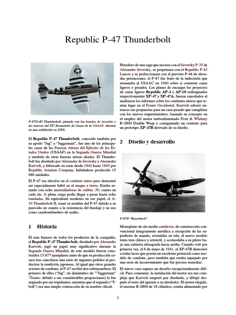 Republic P-47 Thunderbolt | PDF | Republic P 47 Thunderbolt | Ingeniería Aeroespacial