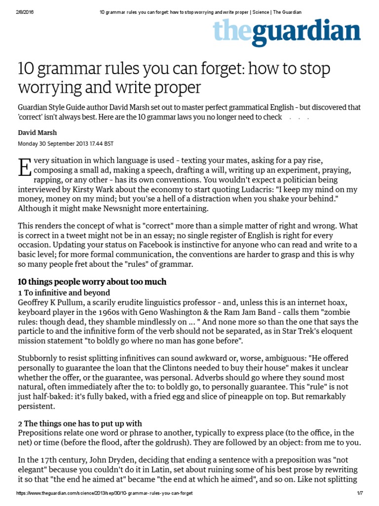 10 Grammar Rules You Can Forget - How To Stop Worrying and Write Proper ...