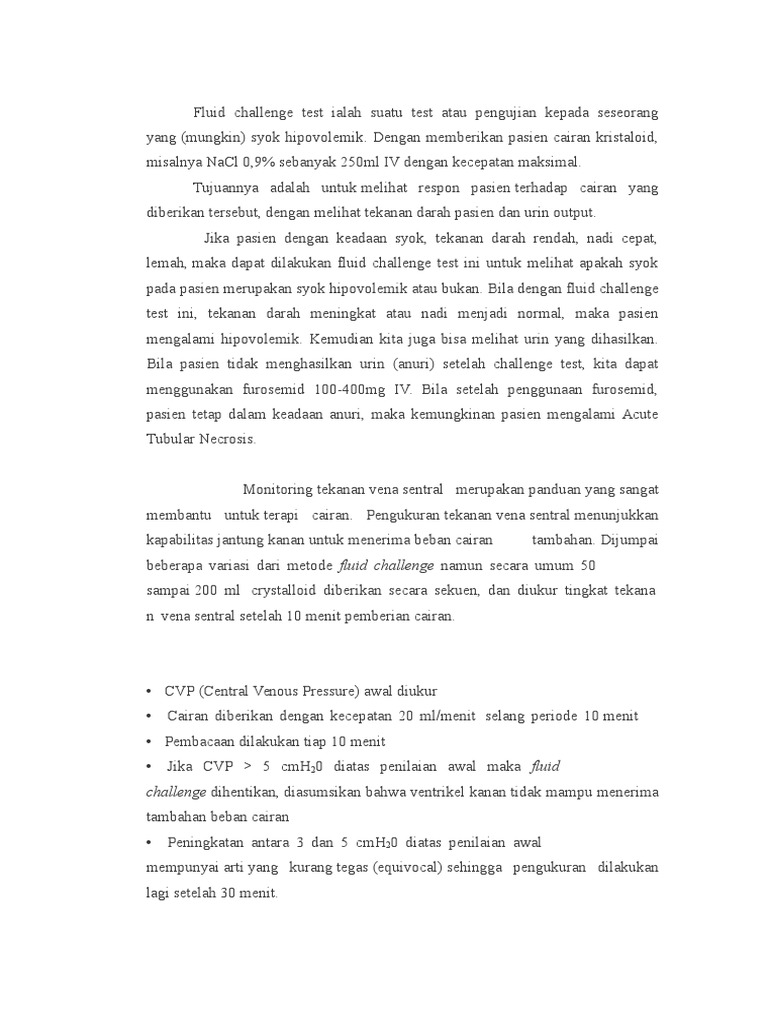 Fluid Challenge Test | PDF