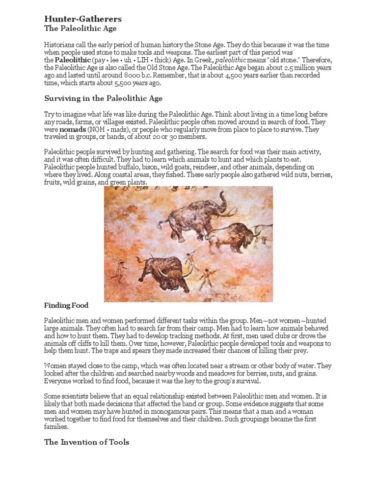 Paleolithic Age: Hunter-Gatherer Life | PDF | Paleolithic | Hunter Gatherer