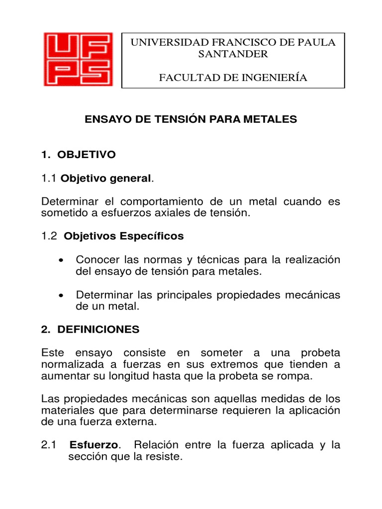 Ensayo de Tension para Metales PDF | Unduh gratis PDF | Deformación ... Ensayo de Tension para Metales PDF | Unduh gratis PDF | Deformación ...