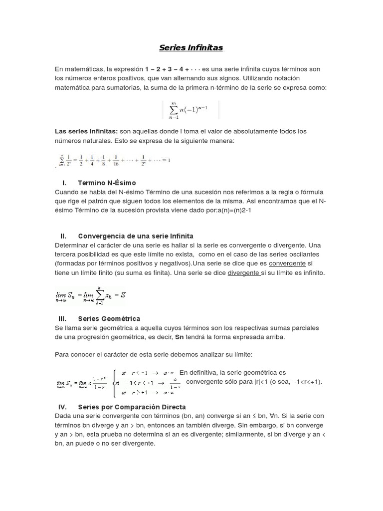 Series Infinitas | PDF | Series (Matemáticas) | infinito
