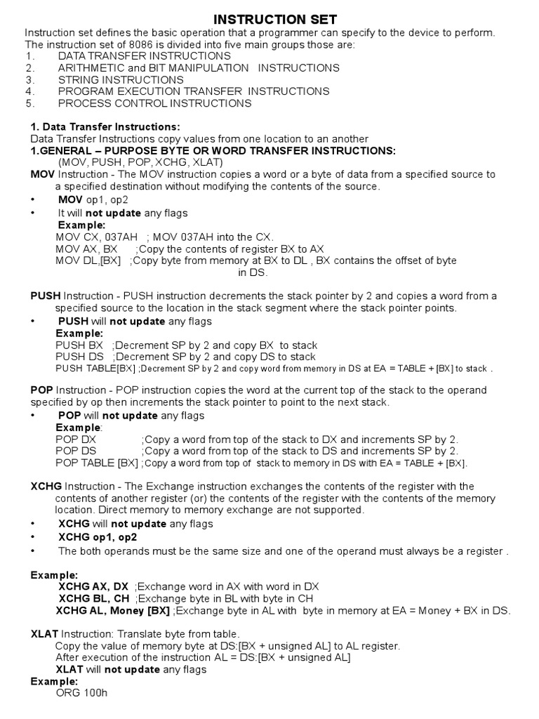 Instruction Set 1 Rev. | PDF | Binary Coded Decimal | Instruction Set