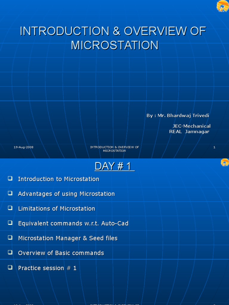 Bentley Microstation Training Presentation | PDF | Auto Cad | Software