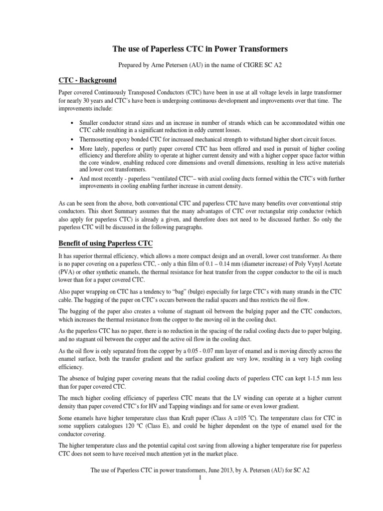 The Use of Paperless CTC in Power Transformers | PDF | Transformer ...
