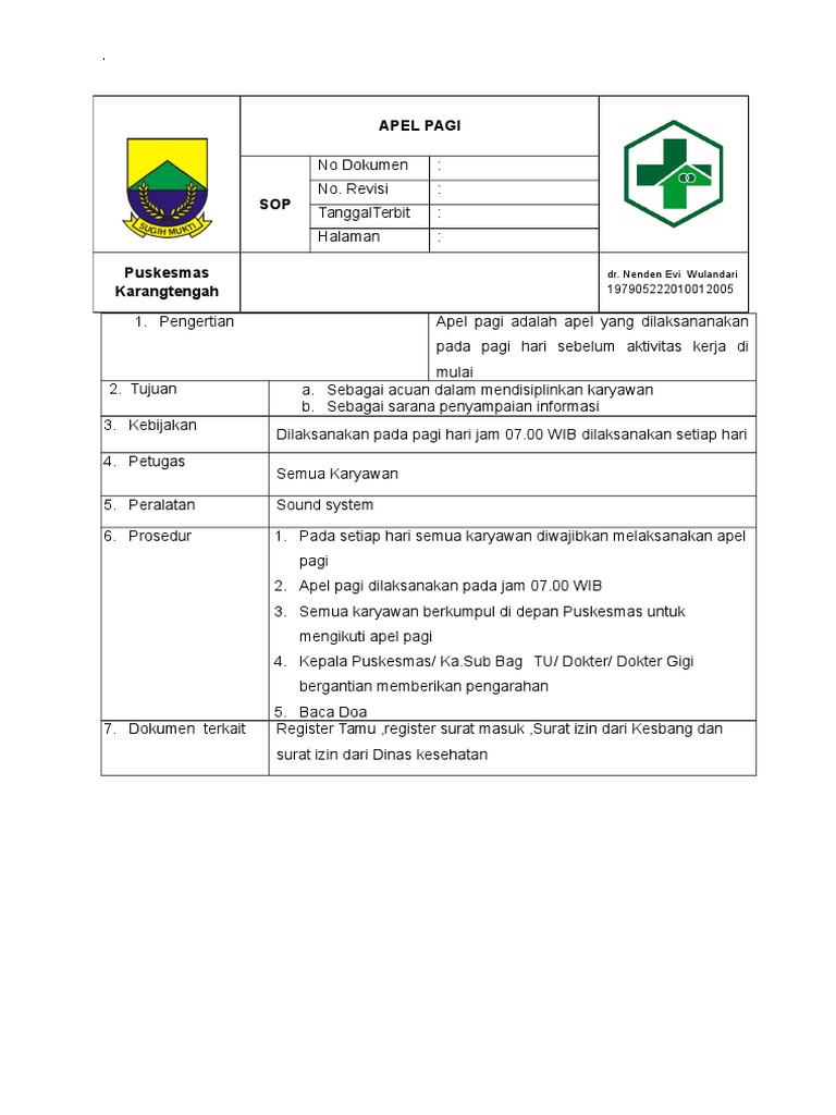 Sop Apel Pagi | PDF