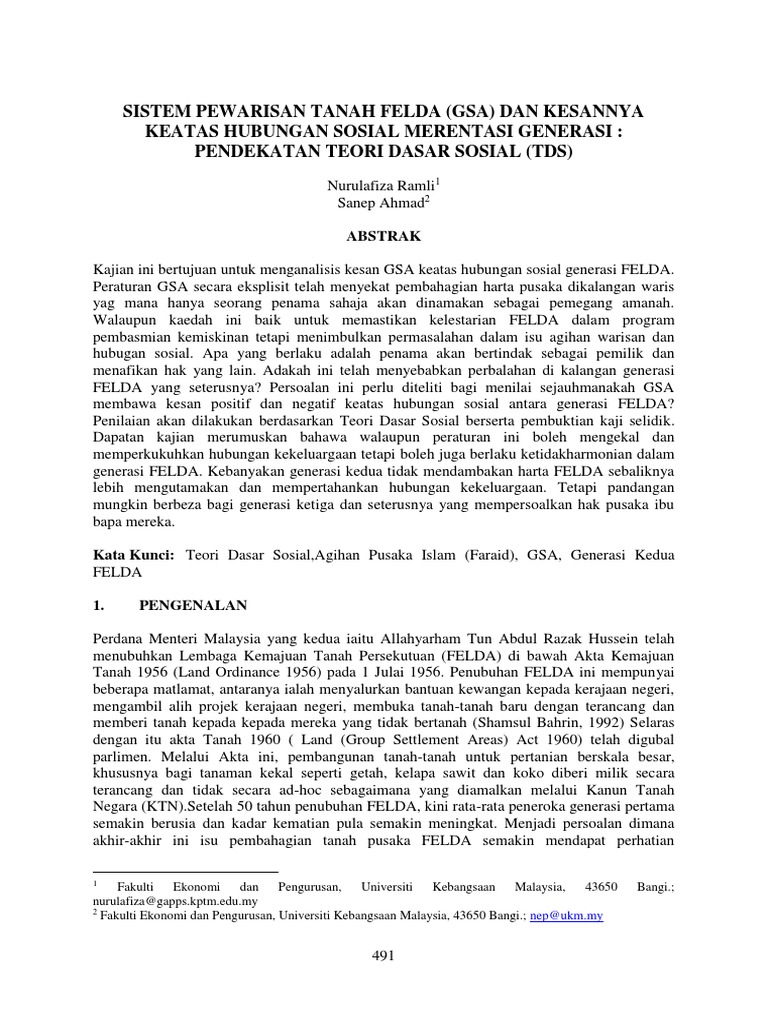 Sistem Pewarisan Tanah Felda Gsa Dan Kesannya | PDF