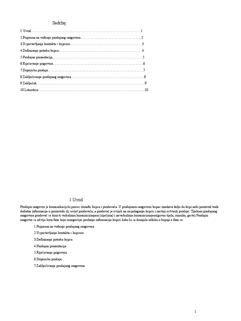 Prodajni Razgovor | PDF