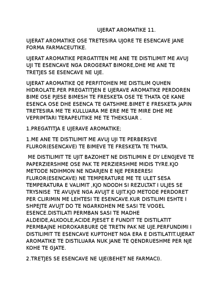 Ujerat Aromatike Dhe Shurupet | PDF