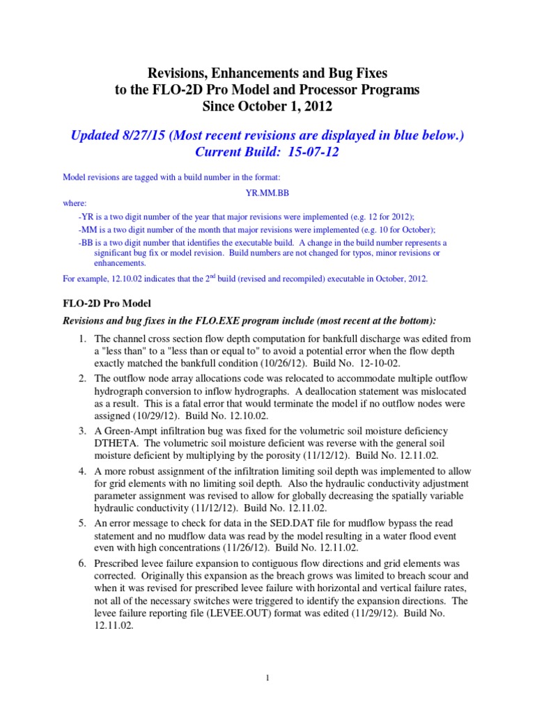 FLO-2D Pro Model Revisions | PDF | Levee | Discharge (Hydrology)
