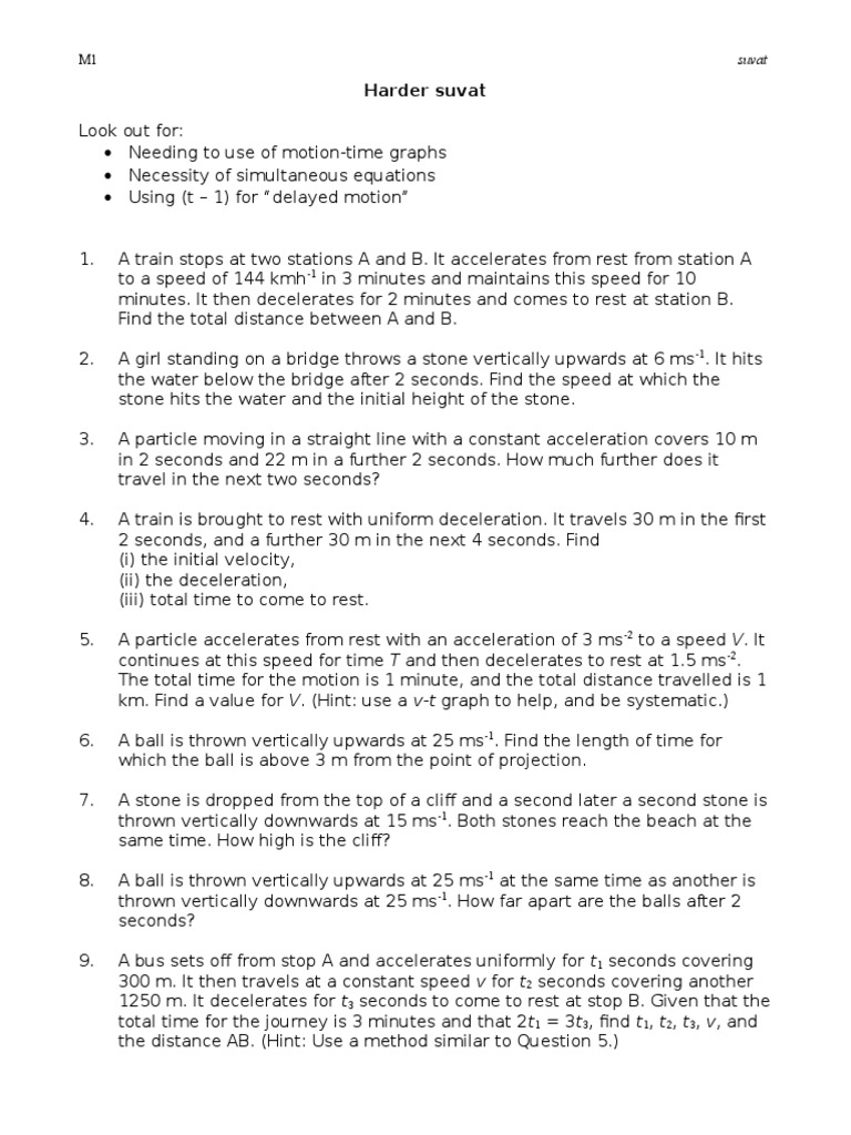 Harder SUVAT | PDF | Social Science | Science & Mathematics