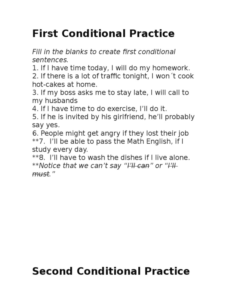 First and Second Conditional Exercises | PDF | Language Arts ...